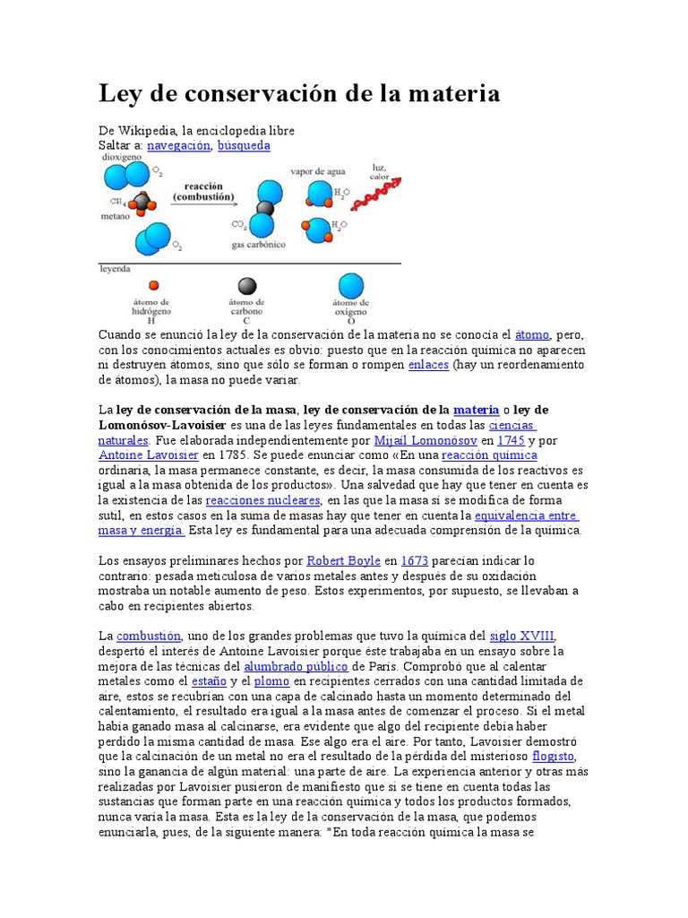 Ley de Conservación de La Materia | PDF | Masa | Relatividad especial
