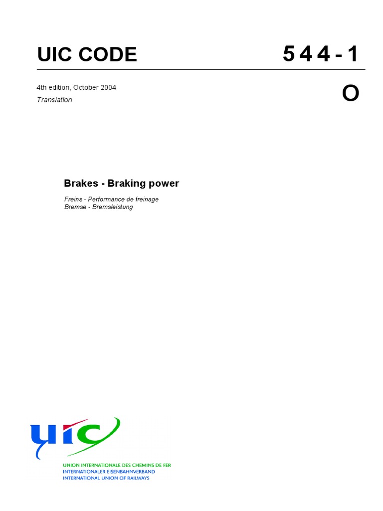 Uic Code: Brakes - Braking Power | PDF | Train | Brake