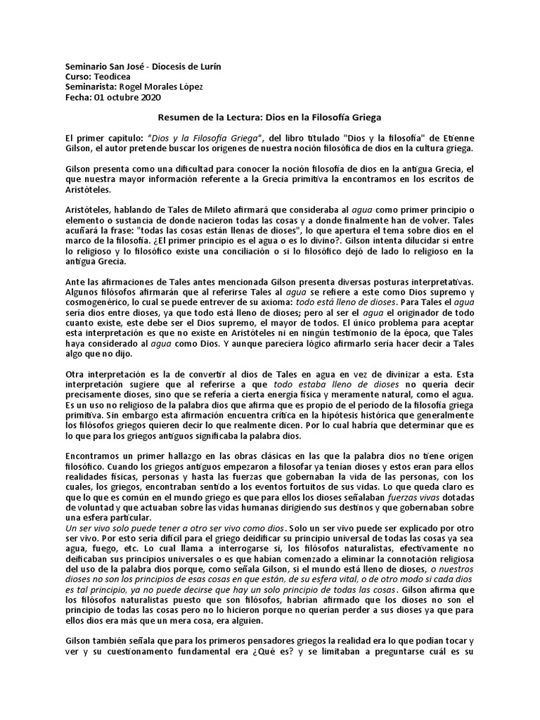Dios y La Filosofía - Gilson | PDF | Platón | Dios