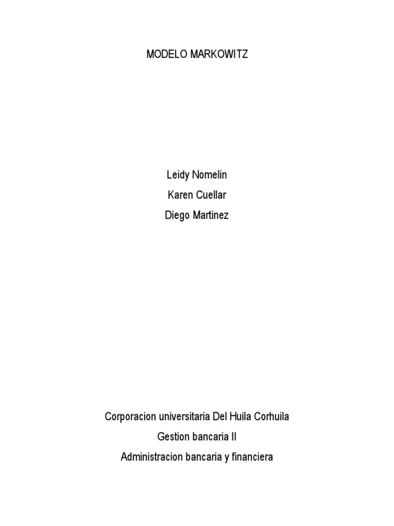 Modelo Markowitz | PDF | Economias