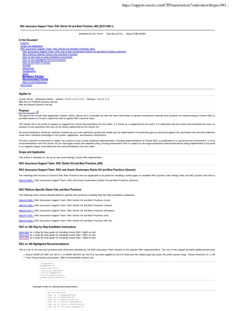 Racbestpractices Aix Pdf Oracle Database Network Socket