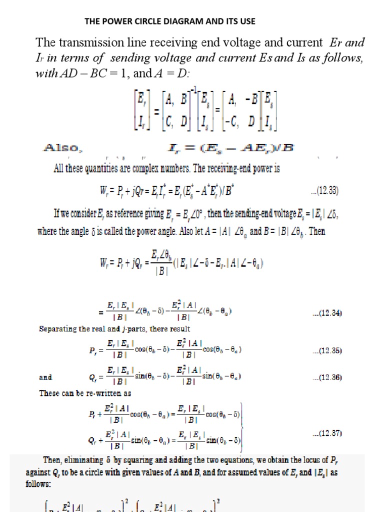 Power Circle Diagram for Transmission Lines | PDF