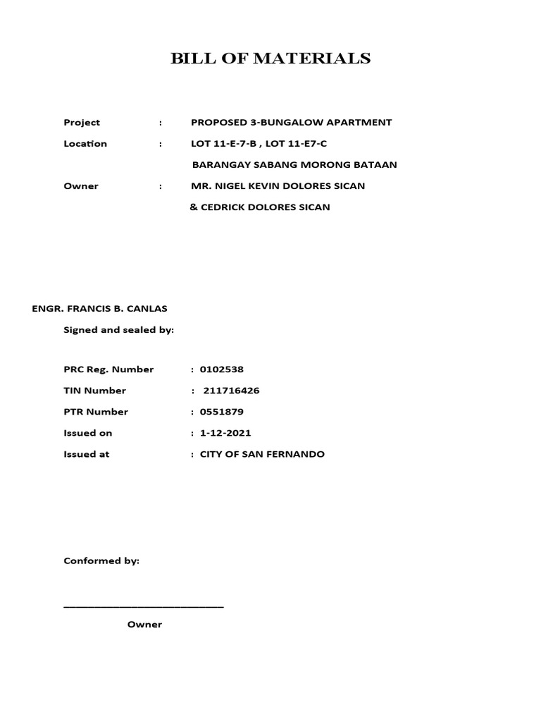 Bom Cover Page 5sets | PDF