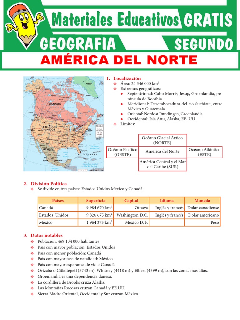 América Del Norte para Segundo Grado de Secundaria | PDF | Américas ...