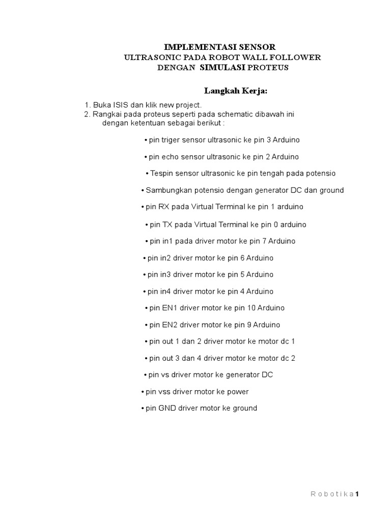 Implementasi Sensor Ultrasonic Pada Robot Wall Follower Dengan Simulasi ...