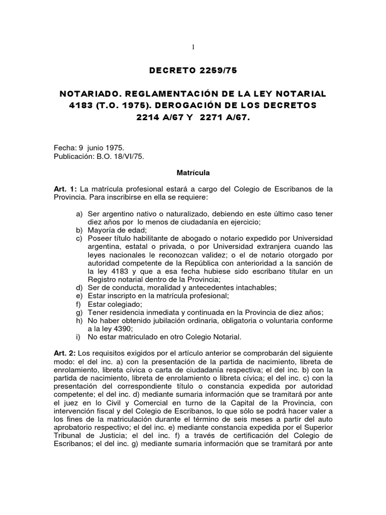 Reglamento - de - La Ley - Notarial - Cba - Decreto - 2259-75 | PDF ...