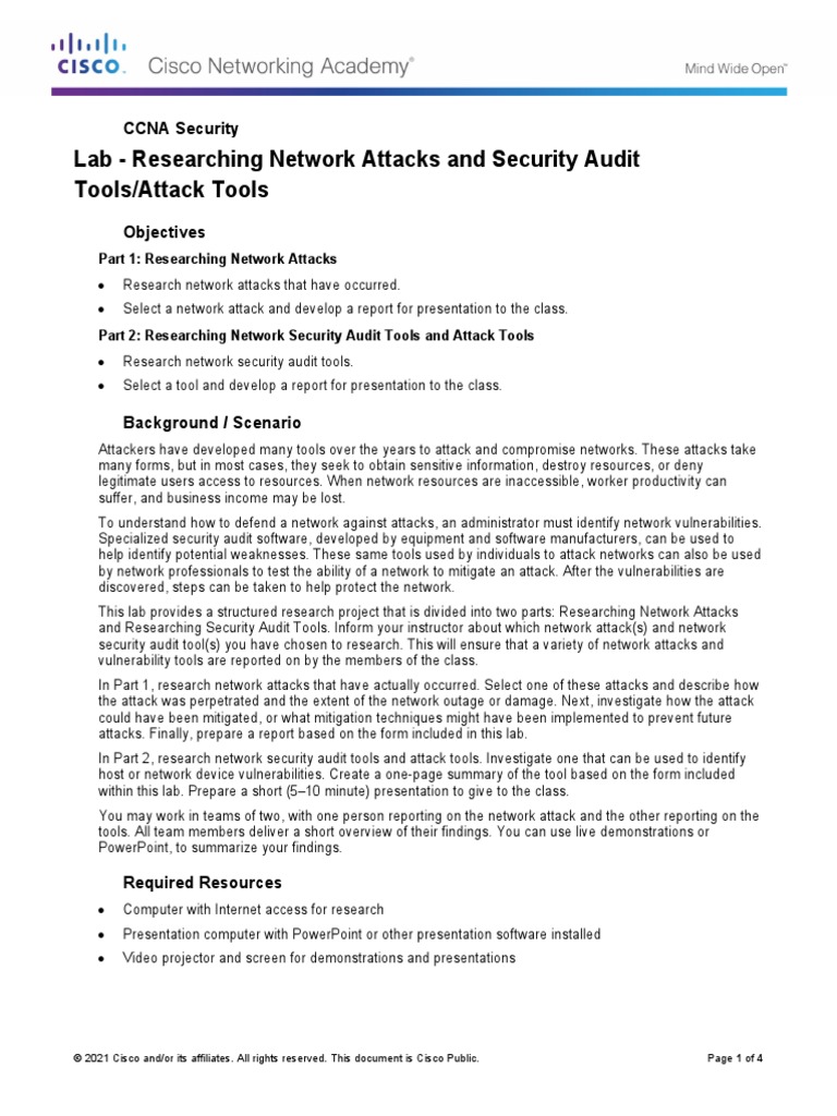 Researching Network Attacks and Security Audit Tools | PDF | Vulnerability (Computing ...