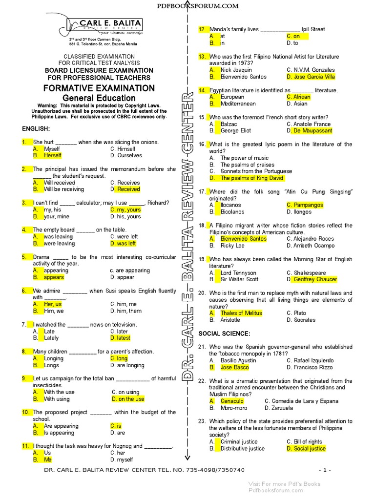 106 - Formative GenEd Mar2016 Key | PDF | Chemical Compounds | Chemical ...