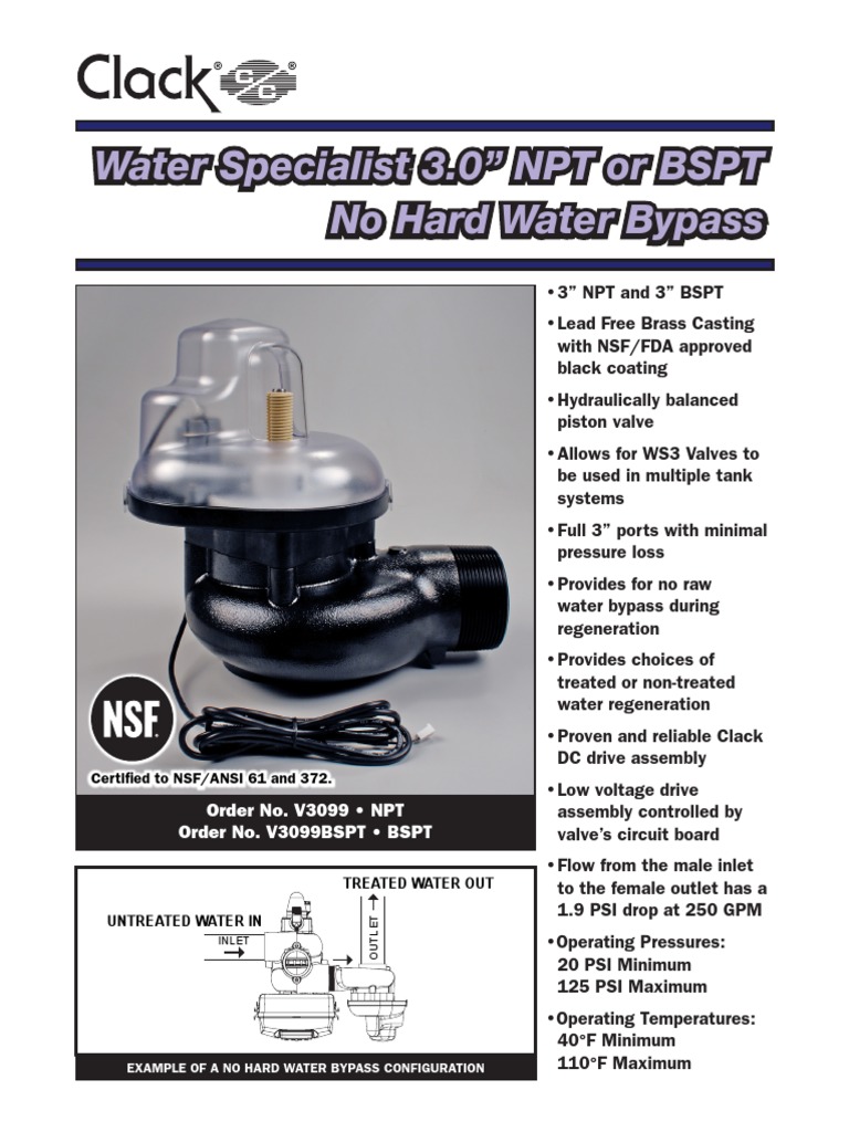 Water Specialist 3.0" NPT or BSPT No Hard Water Bypass | Download Free ...
