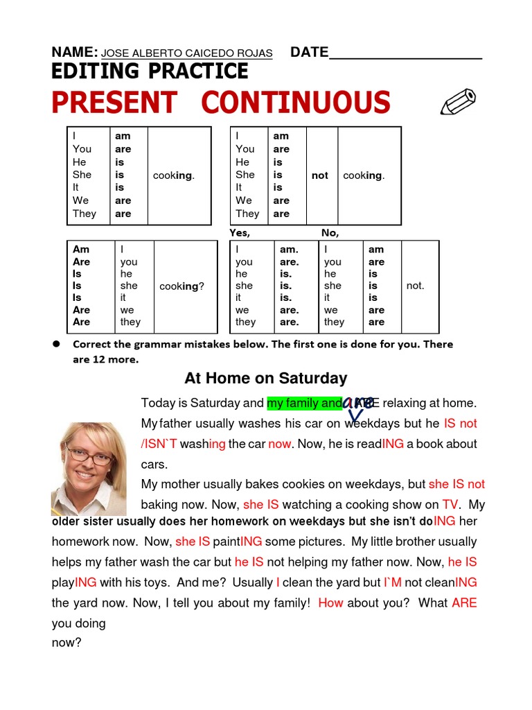 Present Continuous Editing Practice | PDF | Language Arts & Discipline ...