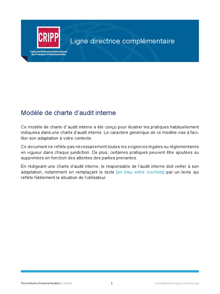 Mod Le Charte D Audit Interne 1630571151 | PDF | Audit interne | Audit