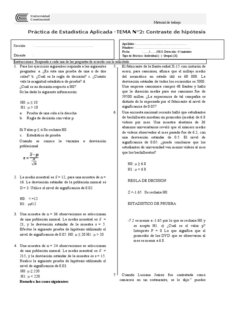 Practica Tema 2 | PDF | Desviación Estándar | Media Practica Tema 2 | PDF | Desviación Estándar | Media