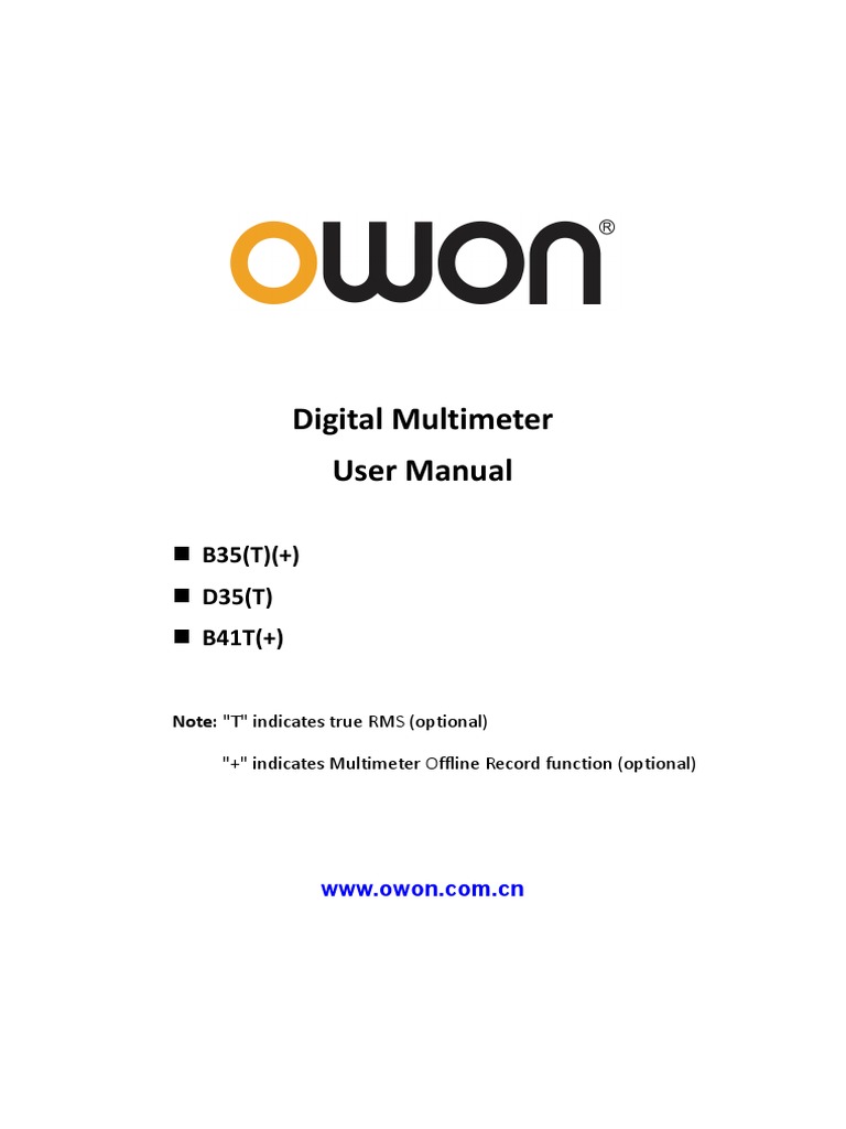 OWON 35-Series&B41T (+) Digital Multimeter USER MANUAL | PDF | Capacitor | Ios
