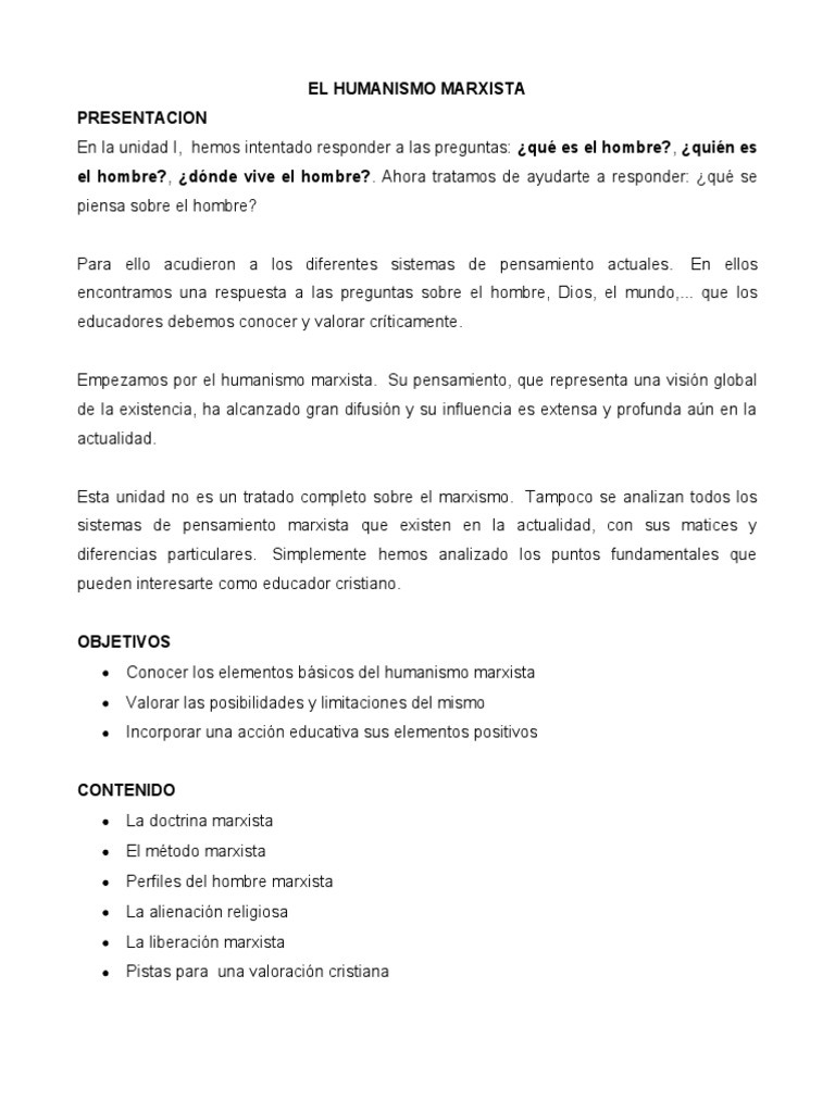 El Humanismo Marxista | PDF | marxismo | Dialéctico
