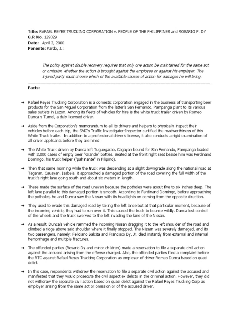 Legal Ruling on Double Recovery | PDF | Lawsuit | Criminal Law