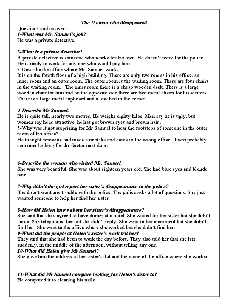 The Woman Who Disappeared | PDF