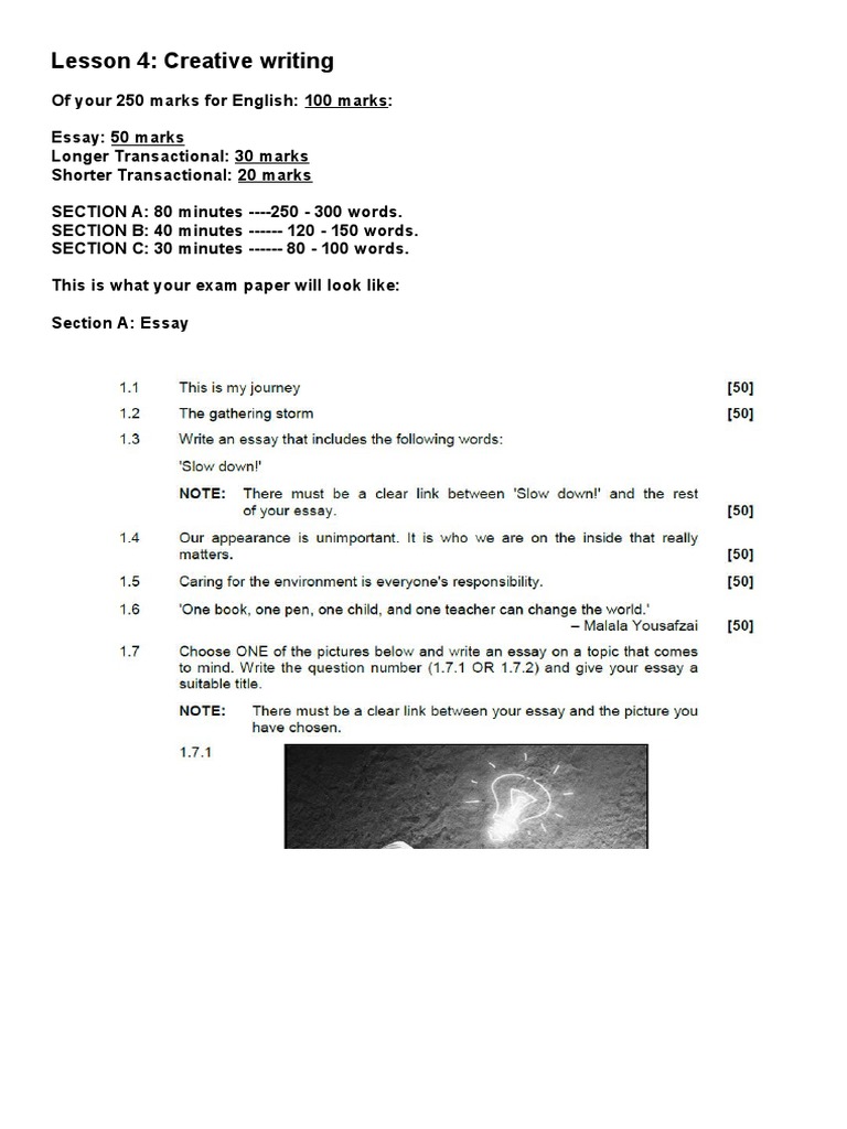 Lesson 4: Creative Writing | PDF | Essays | Teachers