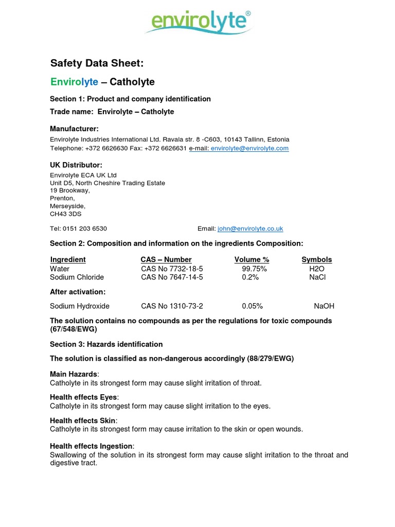 Safety Data Sheet:: Enviro | PDF | Toxicity | Occupational Safety And Health