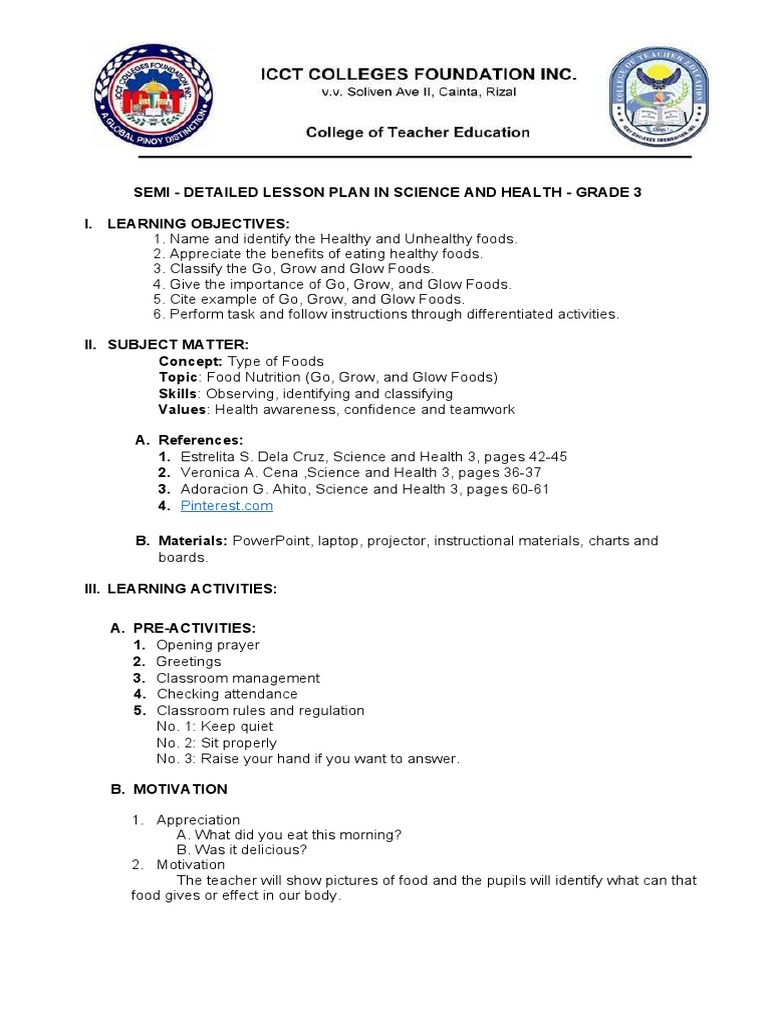Lesson-Plan-Science-3 (Profee17) | PDF | Foods | Lesson Plan
