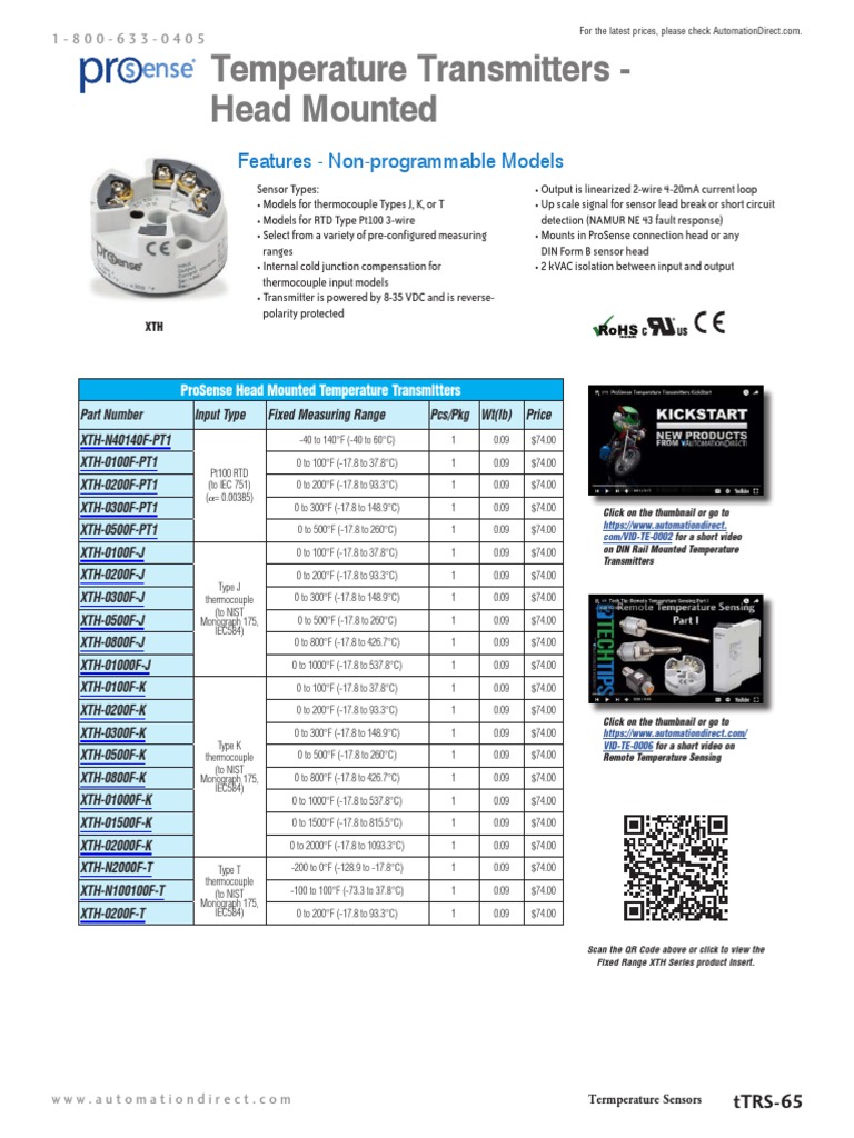 Transmisor de Temperatura ProSense | PDF | Thermocouple | Electrical ...