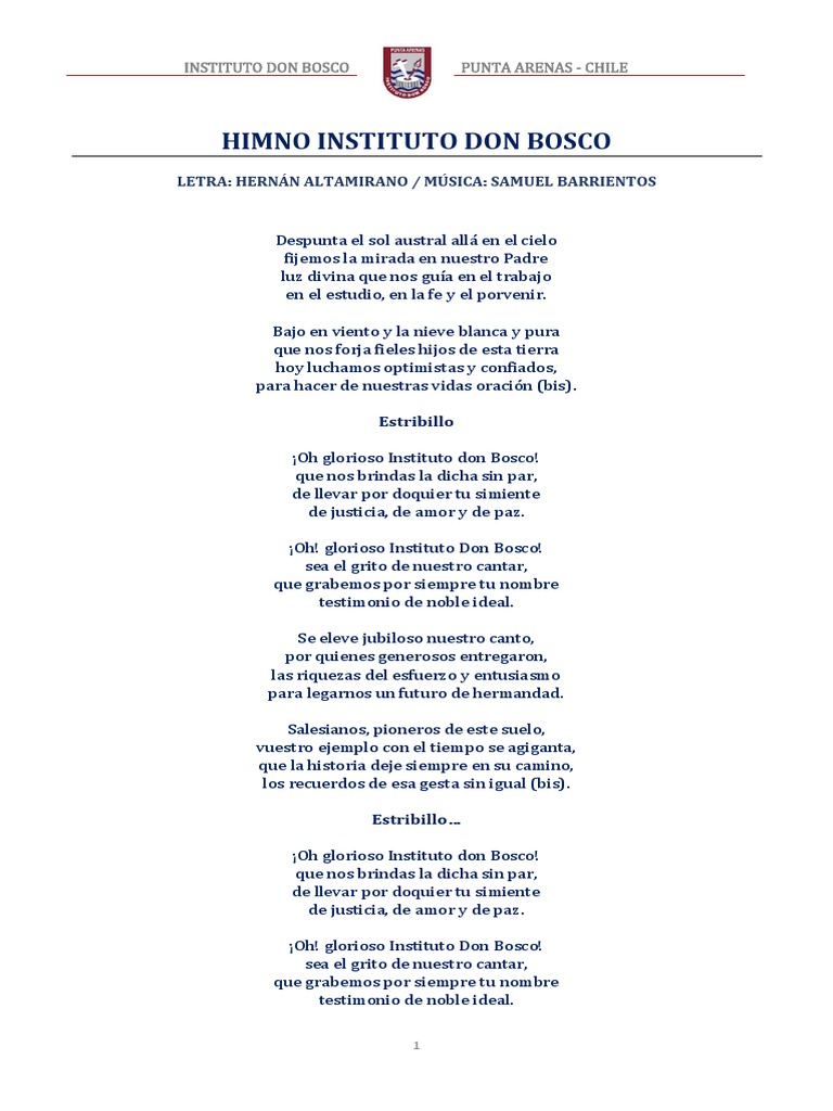 Himno Instituto Don Bosco | PDF