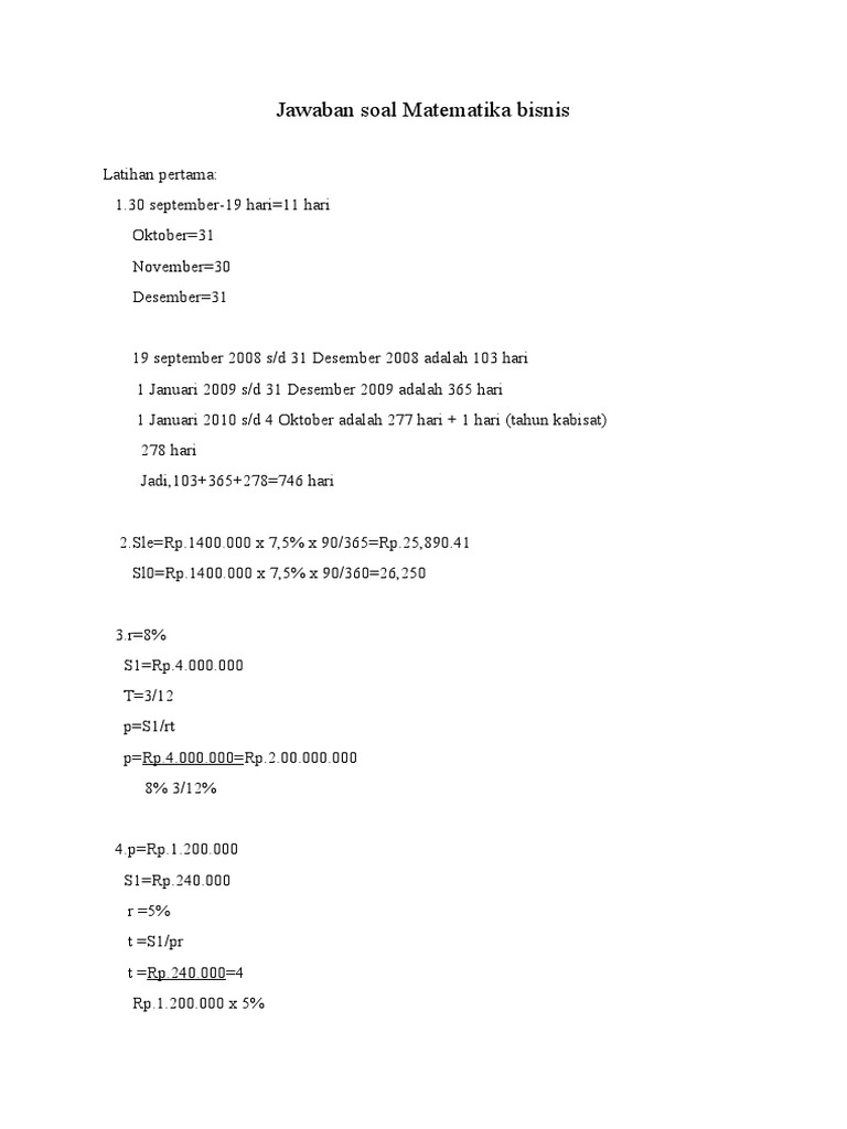 Jawaban Soal Matematika Bisnis | PDF