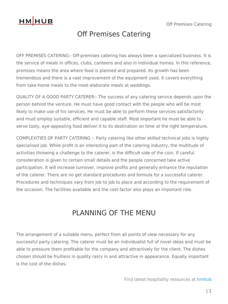 Off Premises Catering: Find Latest Hospitality Resources at | PDF ...