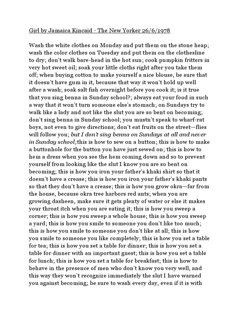 Story Girl Jamaica Kincaid | PDF