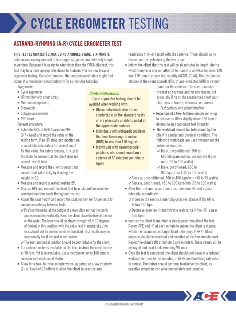 Ashrand Cycle Ergo Testing | PDF | Clinical Medicine | Medical Specialties