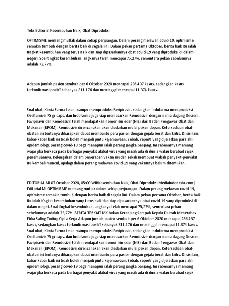 Teks Editorial Koran | PDF | Ilmu Sosial | Sains & Matematika