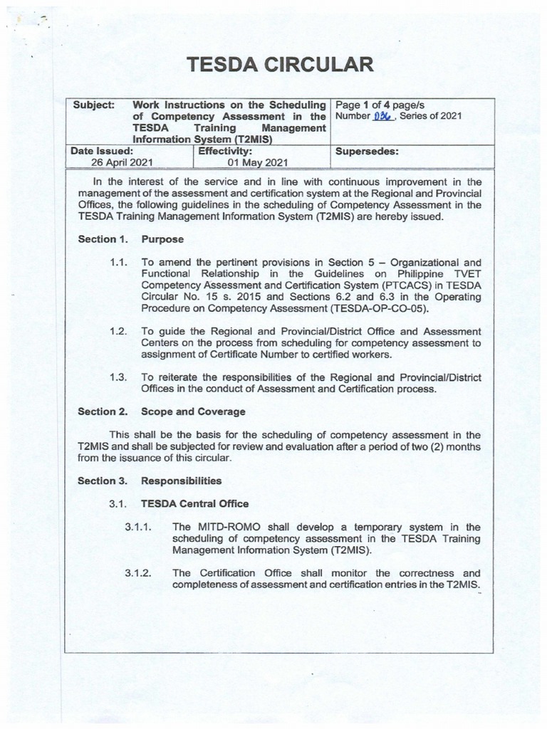 TESDA Circular No. 036-2021 | PDF | Government