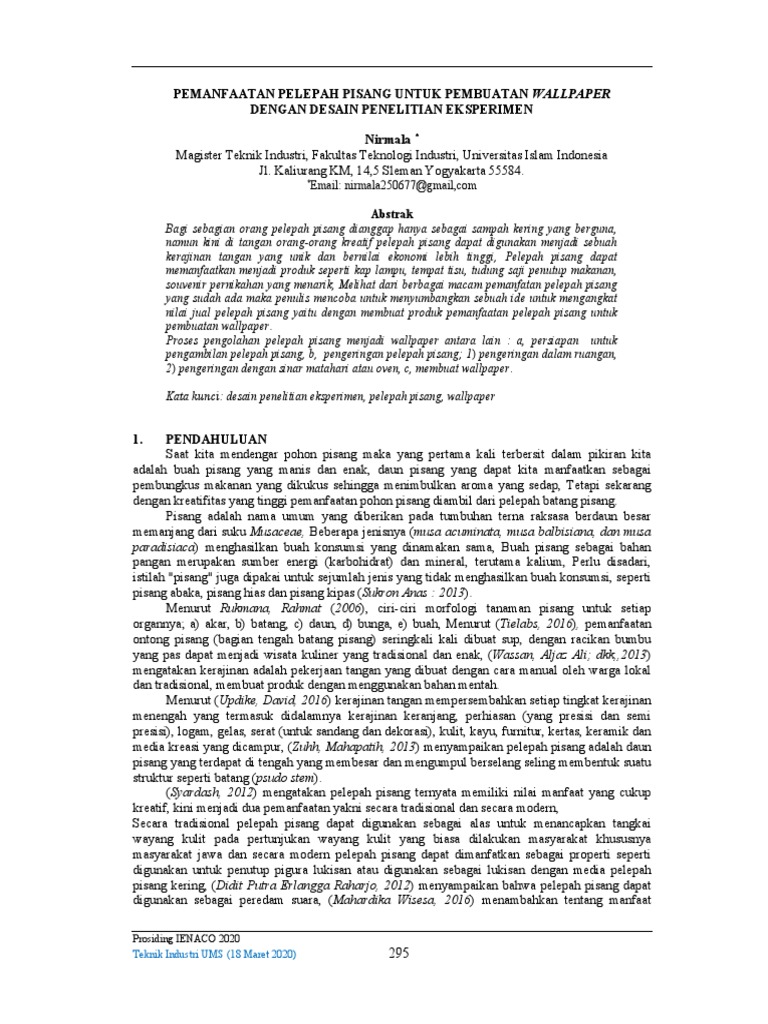 IENACO 41 - Nirmala-PEMANFAATAN PELEPAH PISANG UNTUK PEMBUATAN WALLPAPER DENGAN DESAIN ...