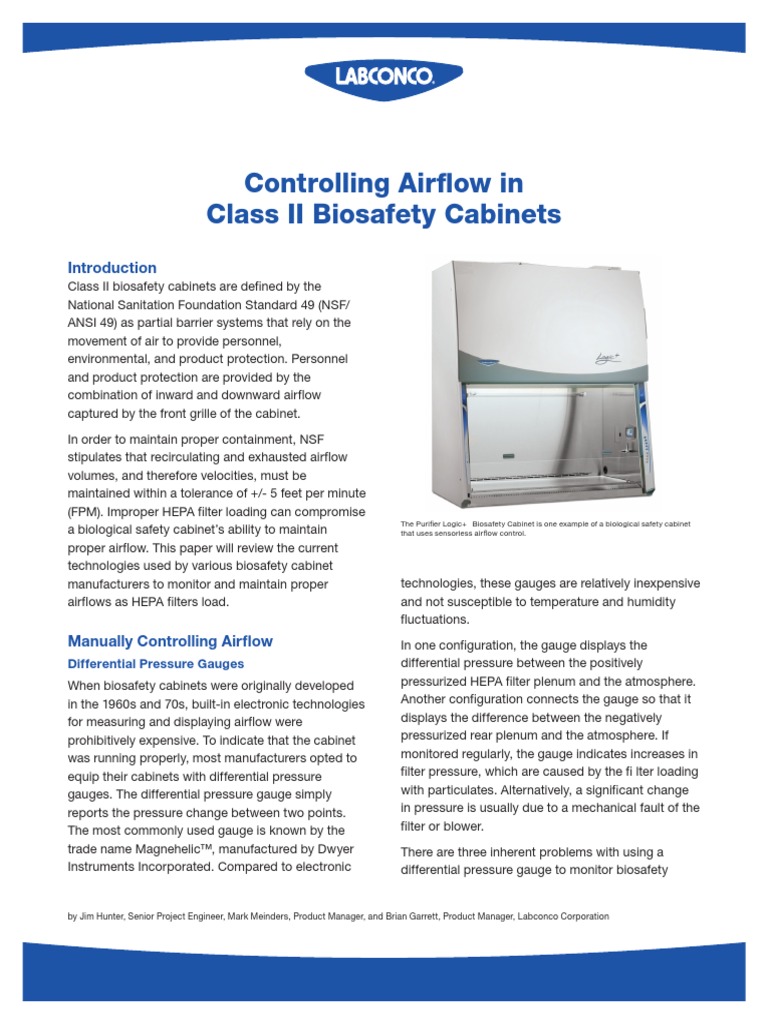 Labconco-Controlling Airflow in Class II Biosafety Cabinets White Paper ...