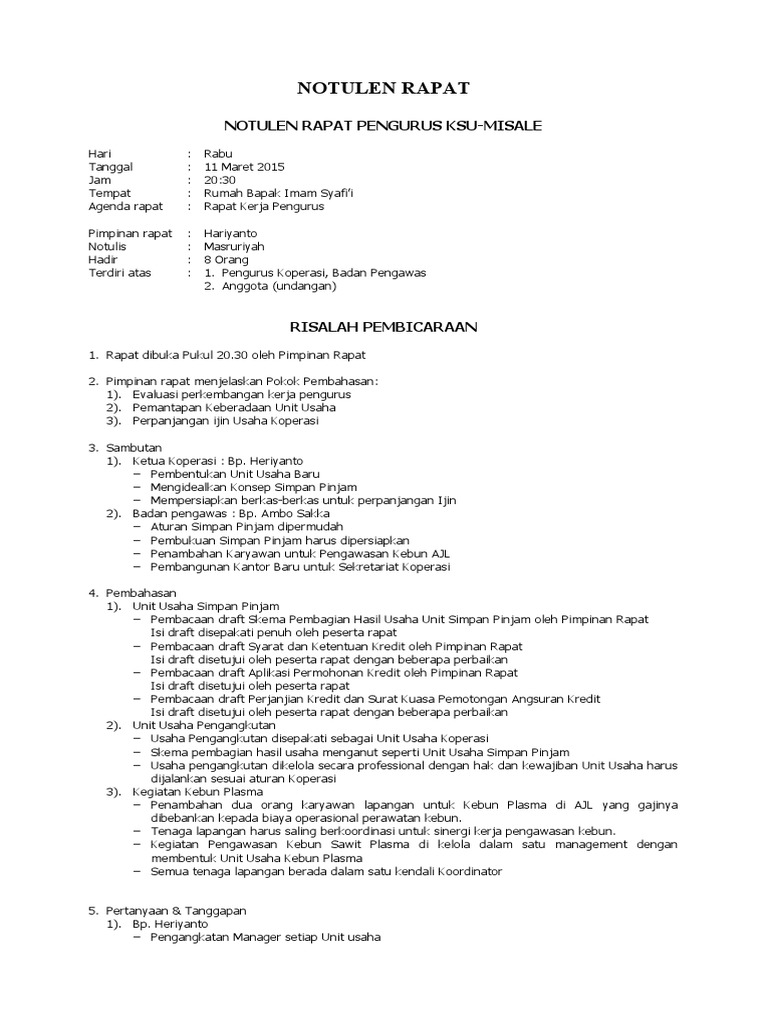 02 Notulensi Rapat Tatib | PDF | Bisnis