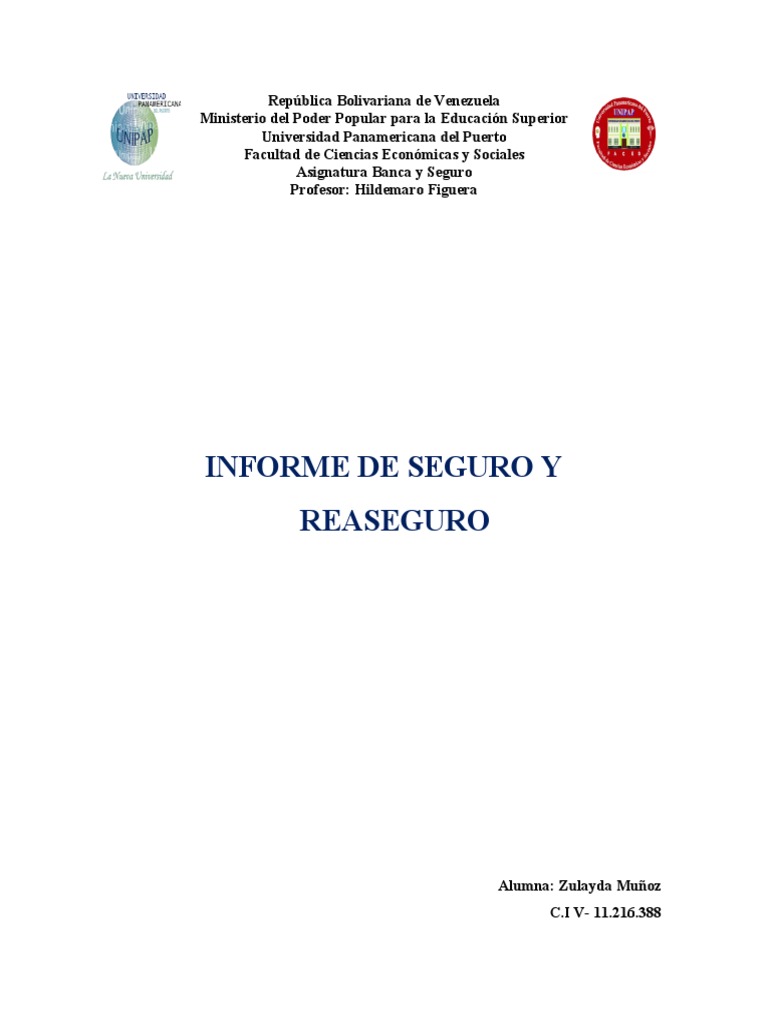 Informe sobre Seguro y Reaseguro | PDF | Seguro | Póliza de seguros