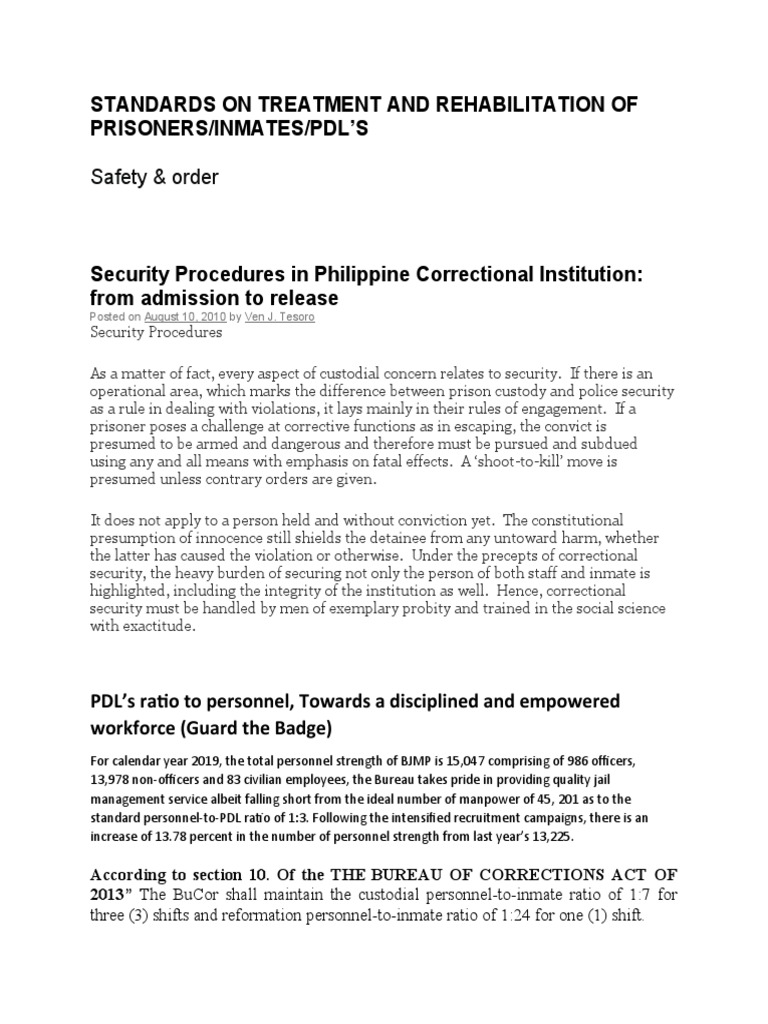 Explenations On STANDARDS ON TREATMENT AND REHABILITATION OF PRISONERS ...