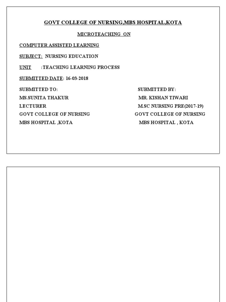 Govt College of Nursing, Mbs Hospital, Kota | PDF | Learning | Lecture