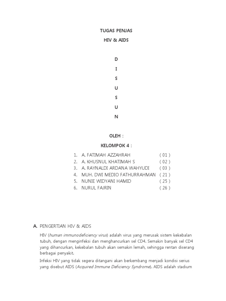Tugas Penjas HIV & AIDS | PDF | Sains & Matematika