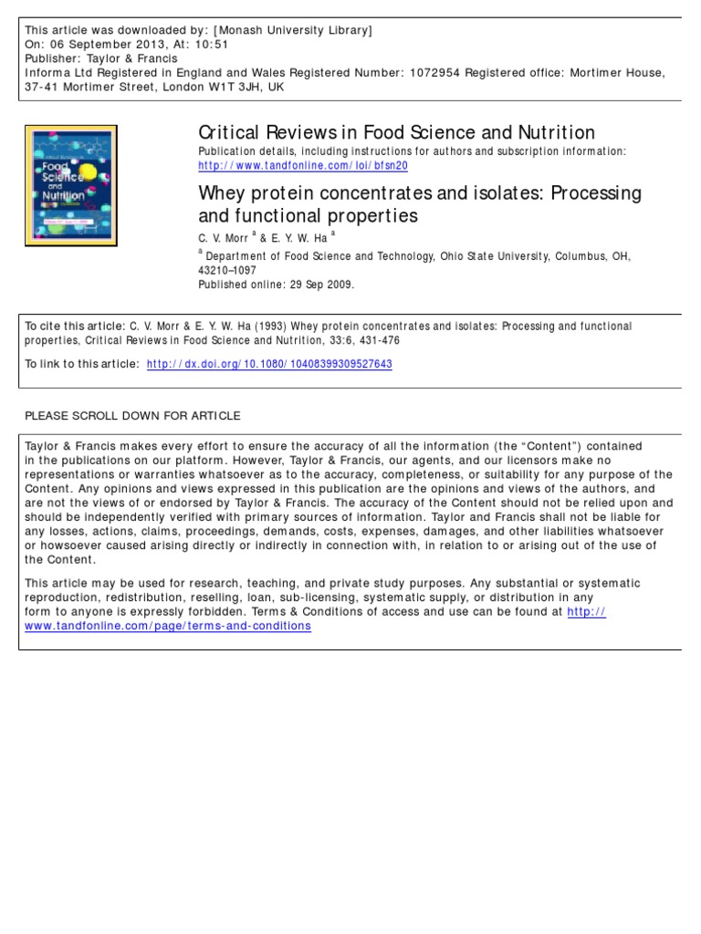 Whey Protein Concentrates and Isolates - Processing and Fuctional ...