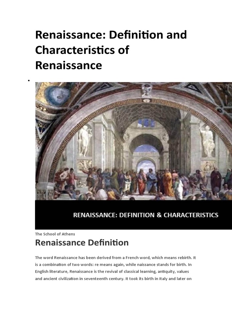 Renaissance: Definition and Characteristics of Renaissance | Download ...
