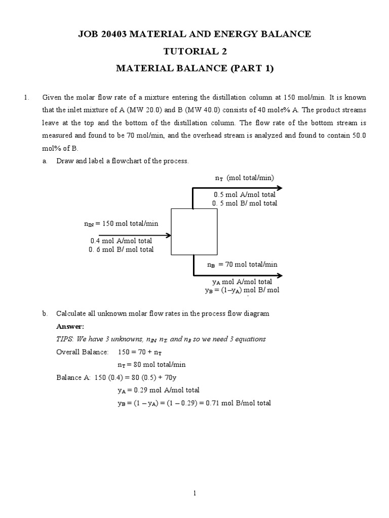 Tutorial 2 Part 1 Answer | PDF | Mole (Unit) | Solution