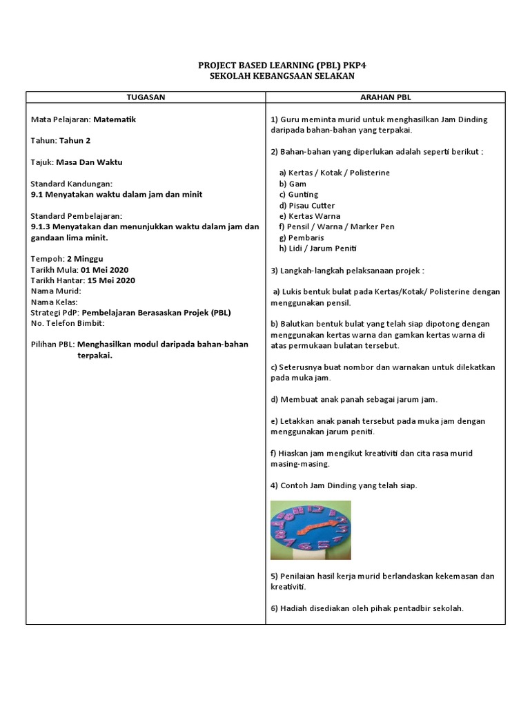 PBL PKP4 SK Selakan (Matematik) | PDF