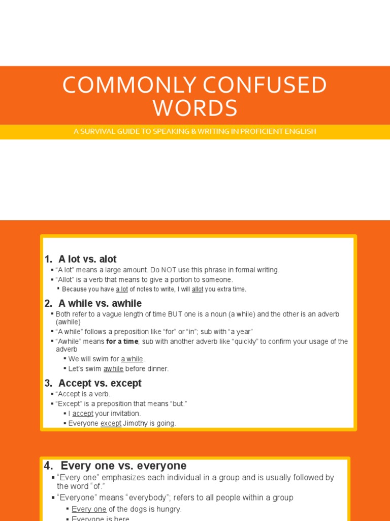 Commonly Confused Words Guide | PDF | Adverb | Verb