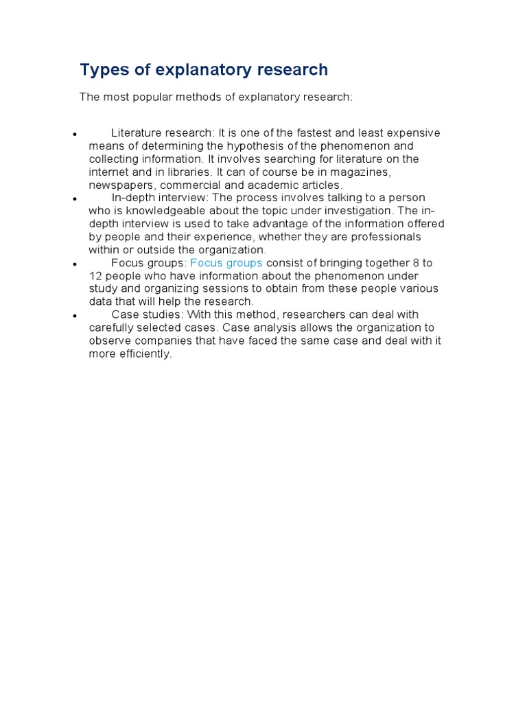 Types of Explanatory Research | PDF | Career & Growth | Self-Improvement