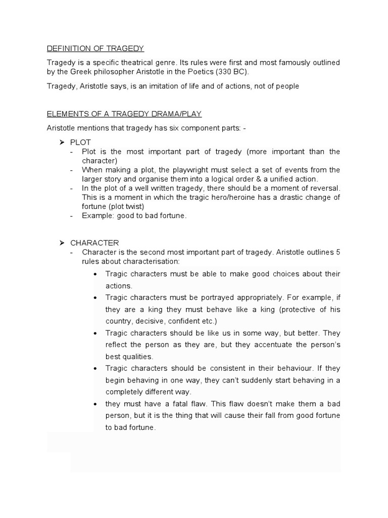 Definition of Tragedy | PDF | Tragedy | Plot (Narrative)