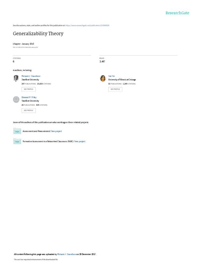 Generalizability Theory: January 2015 | PDF | Errors And Residuals ...