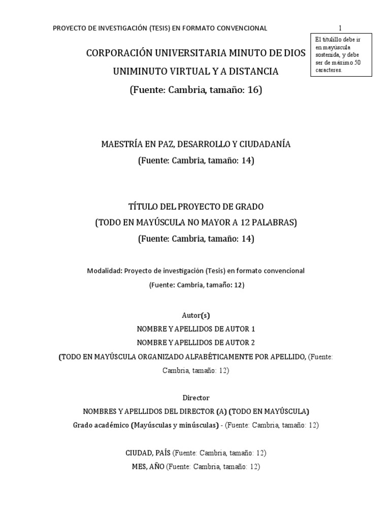 Guía Técnica de Presentación - Tesis en Formato Convencional | PDF ...