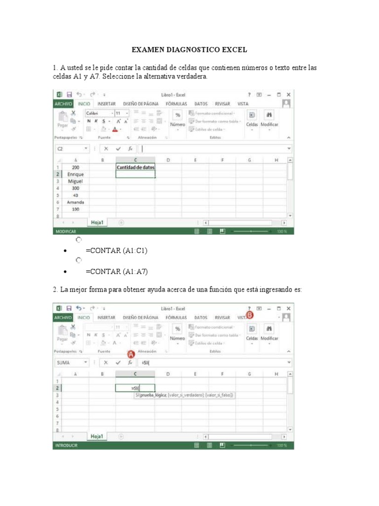 Examen Diagnostico Excel | Descargar gratis PDF | Microsoft Excel | Hoja de cálculo