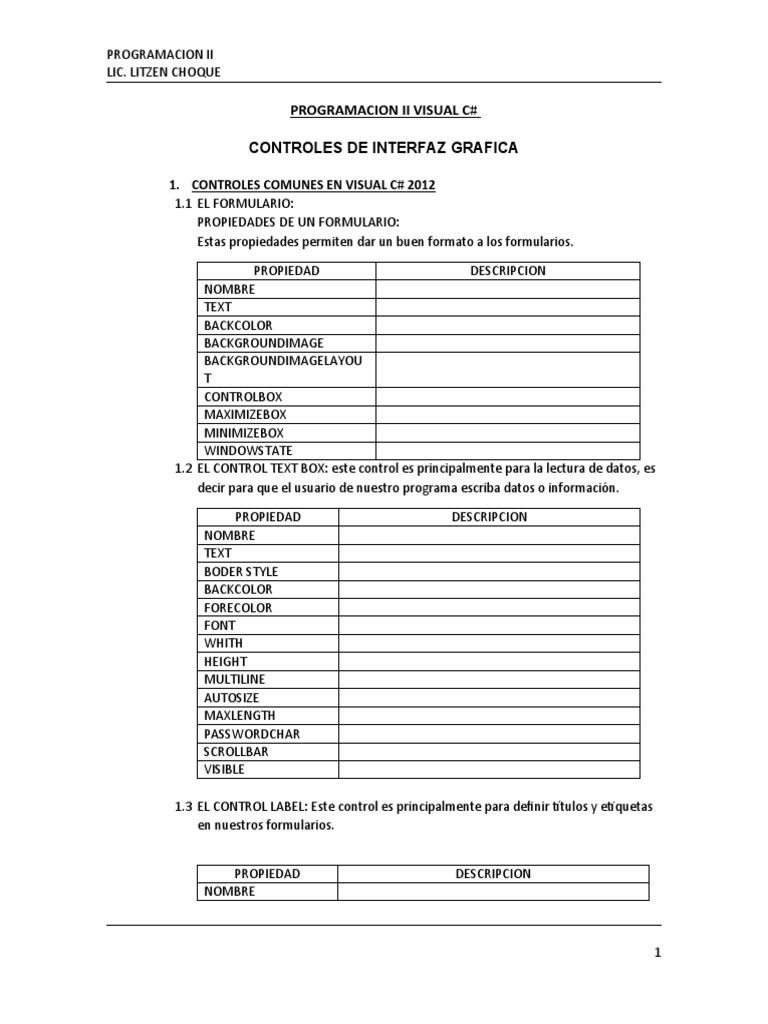 Controles Comunes en C Shar | PDF | C Sharp (lenguaje de programación) | Ingeniería Informática
