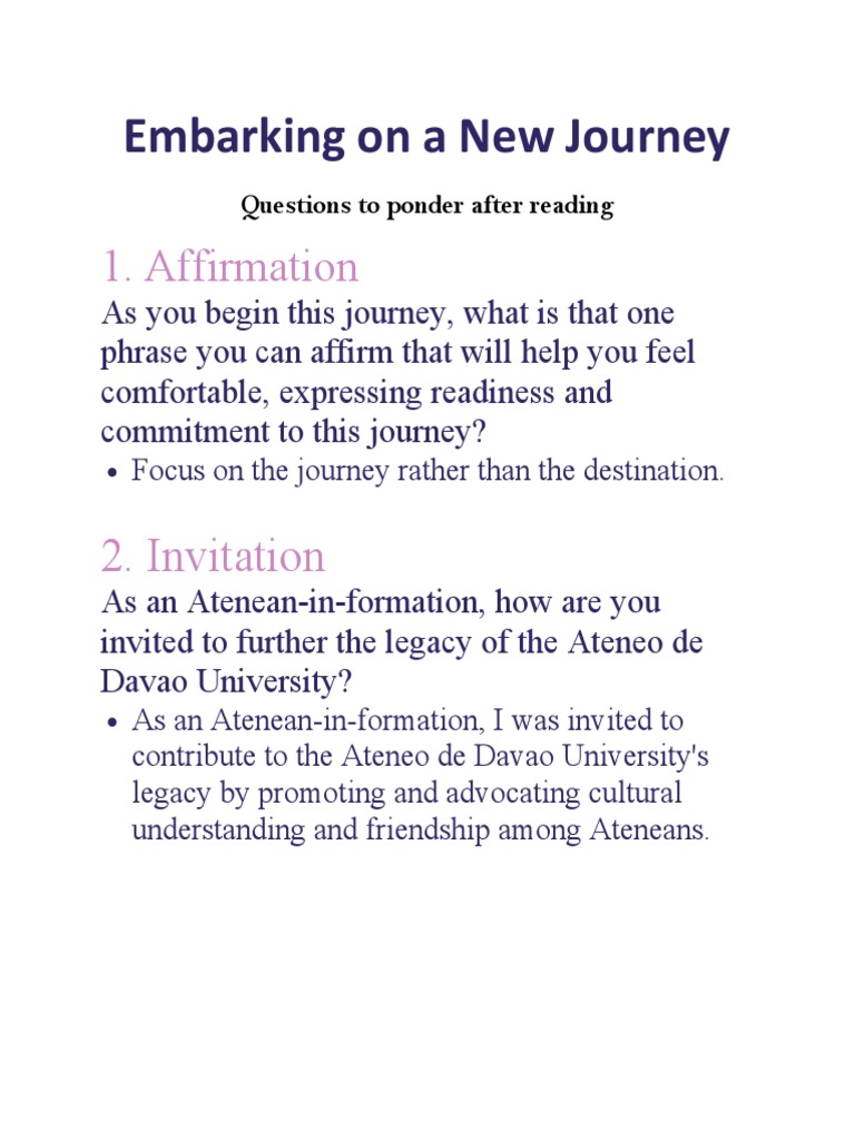Embarking On A New Journey: 1. Affirmation | PDF